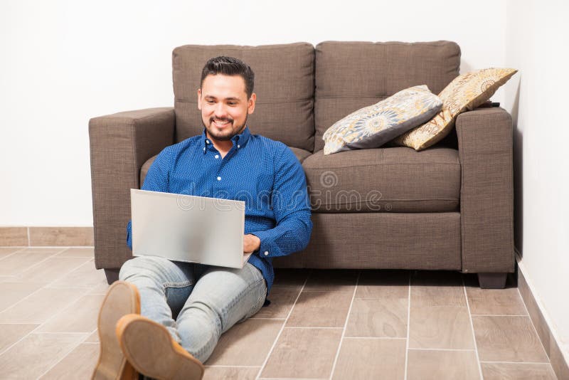 Good Looking Guy Using a Laptop Computer Stock Image - Image of people ...