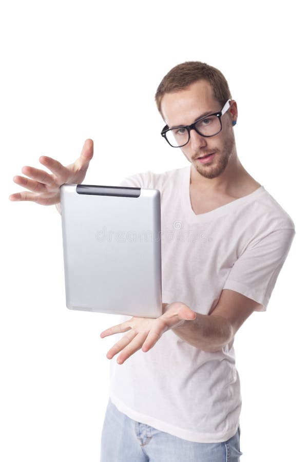 Good Looking Man with Tablet Computer Stock Photo - Image of young ...