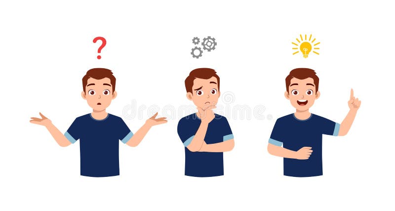 Good Looking Man Thinking and Search for Idea Process Stock Vector ...