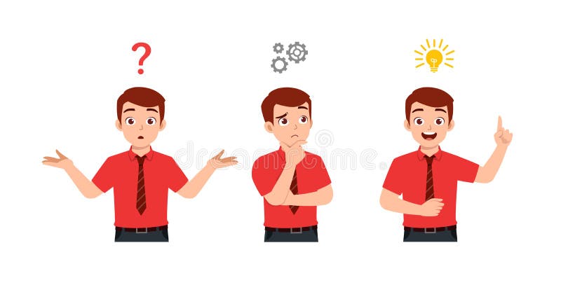 Good Looking Man Thinking and Search for Idea Process Stock Vector ...