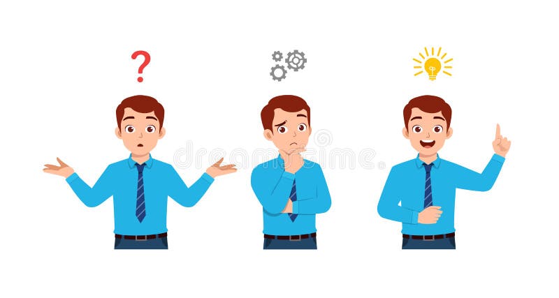 Good Looking Man Thinking and Search for Idea Process Stock Vector ...