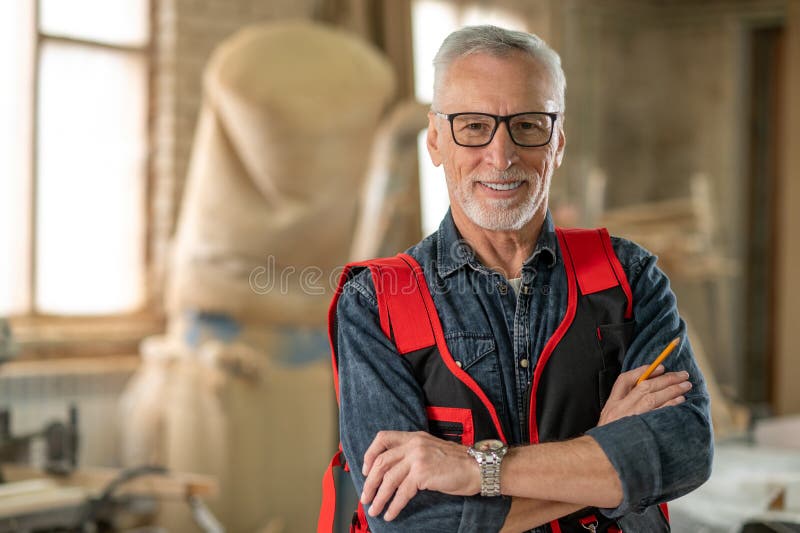 Good-looking Mature Man in a Carpentry Workshop Stock Photo - Image of ...