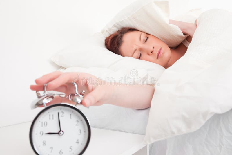 Good Looking Red-haired Female Waking Up Stock Photo - Image of ...