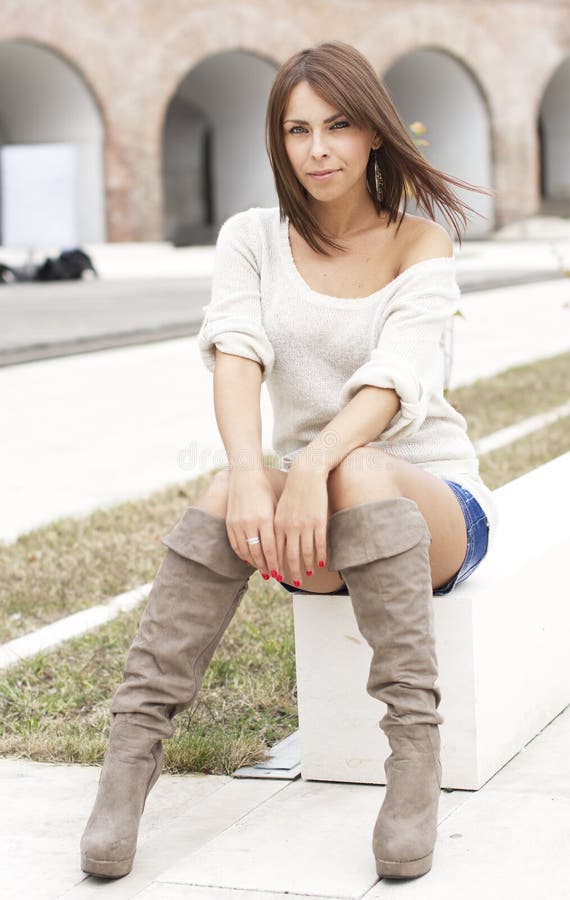 Good looking girl standing stock photo. Image of legs - 26886442