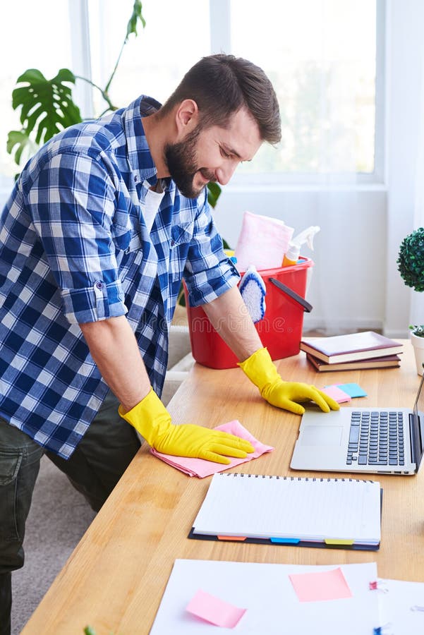 Good-looking Sir Mopping Work Place Stock Photo - Image of adult ...