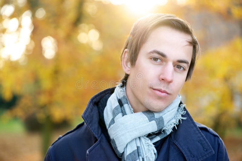 Good Looking Young Man Outdoors on a Fall Day Stock Image - Image of ...
