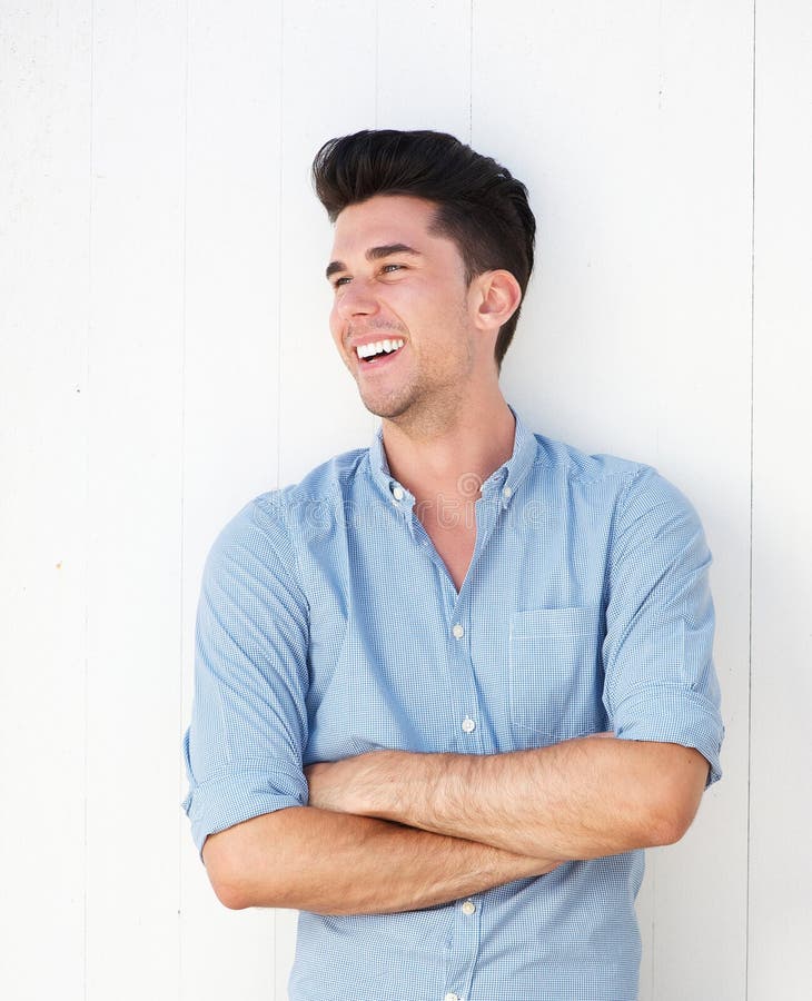 Good Looking Young Man Smiling with Arms Crossed Stock Image - Image of ...