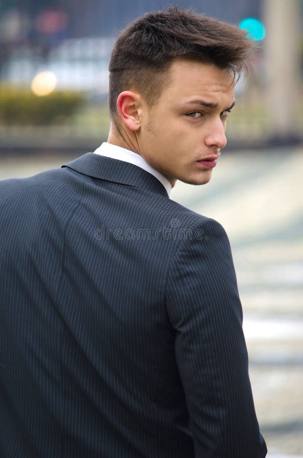 Good Looking Young Man in Suit, Back View Stock Image - Image of posing ...