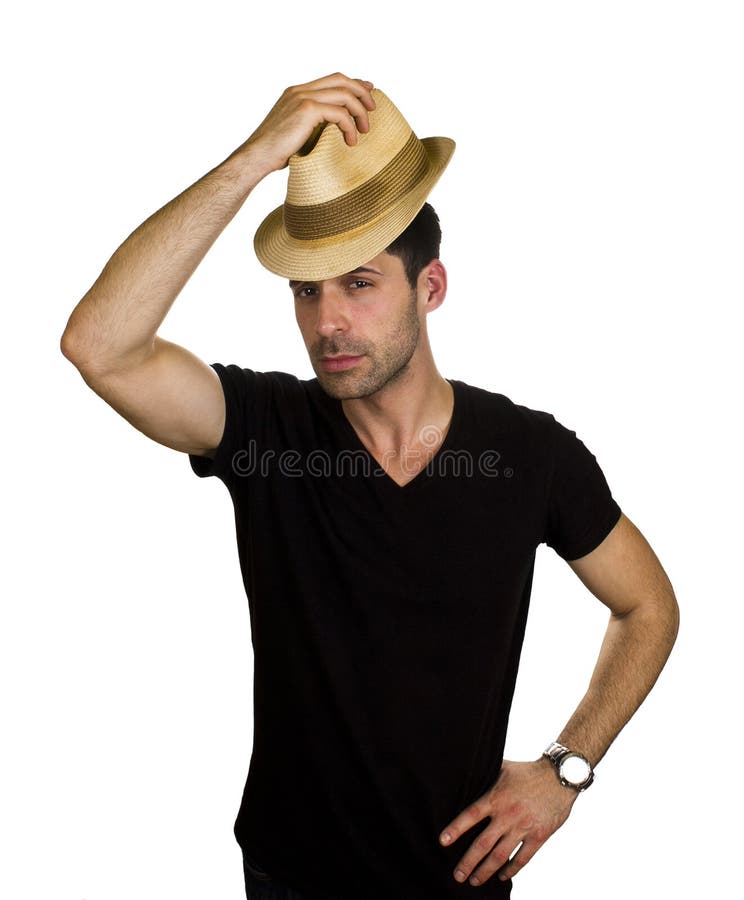Good Looking Young Man is Wearing Hat Stock Image - Image of isolated ...