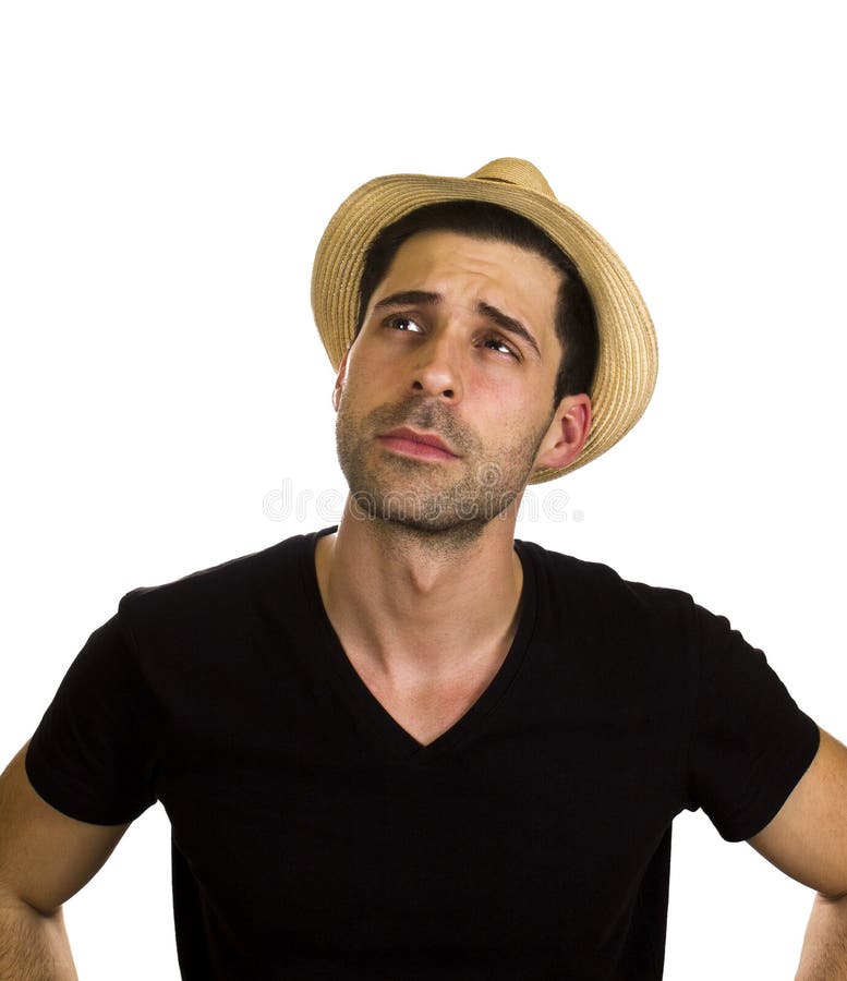 Good Looking Young Man is Wearing Hat Stock Image - Image of black ...