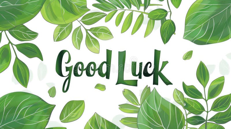 Good Luck Card with Green Leaves AI Generated Stock Illustration ...