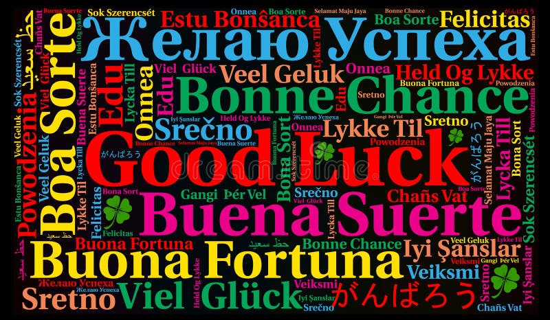 Good Luck Word Cloud in Different Languages Stock Illustration ...