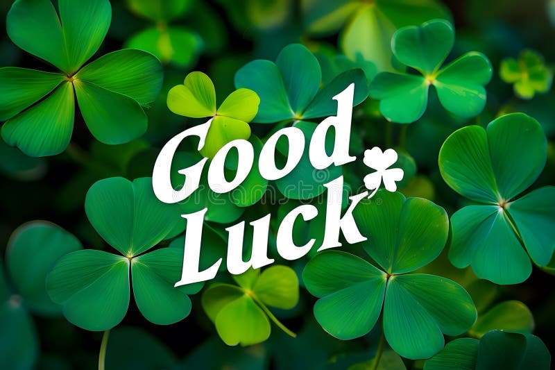 Good Luck Text with Clover Leaves Stock Image - Image of happy, concept ...