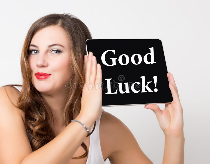 Good Luck Written on Virtual Screen. Technology, Internet and ...