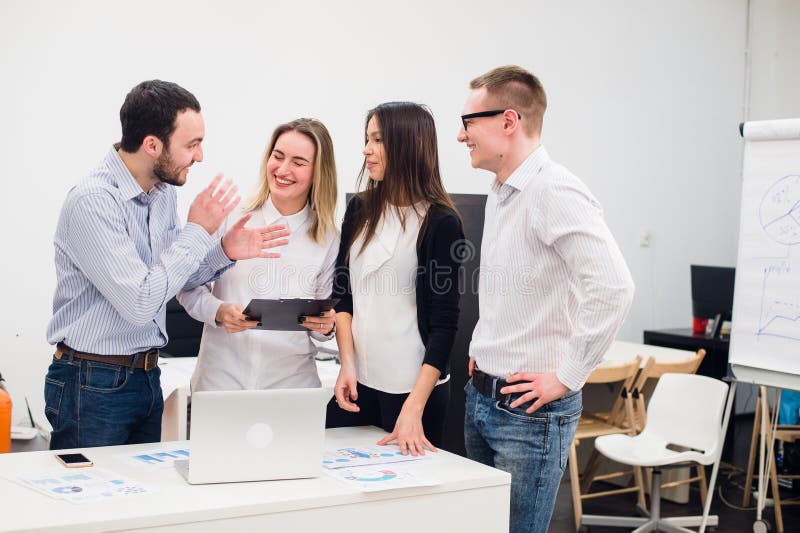 Good Mood Never Leaves Them Even at Work Stock Photo - Image of ...