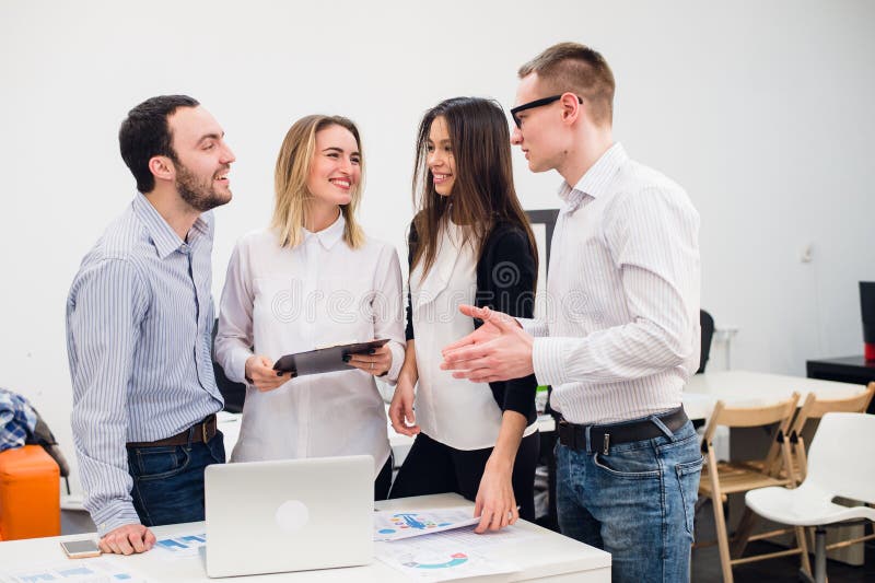 Good Mood Never Leaves Them Even at Work Stock Photo - Image of ...