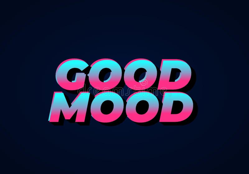Good Mood Text Effect In 3d Look With Gradient Purple Yellow Color Stock Vector Illustration