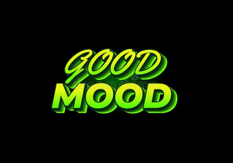 Good Mood. Text Effect in 3D Look with Gradient Purple Yellow Color ...