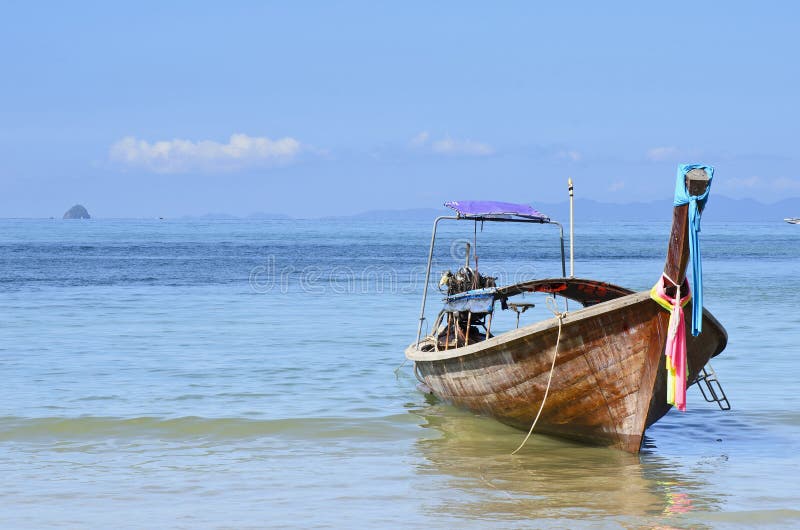 Good Morning Ao Nang and Long Tail Boat. Stock Photo - Image of view ...