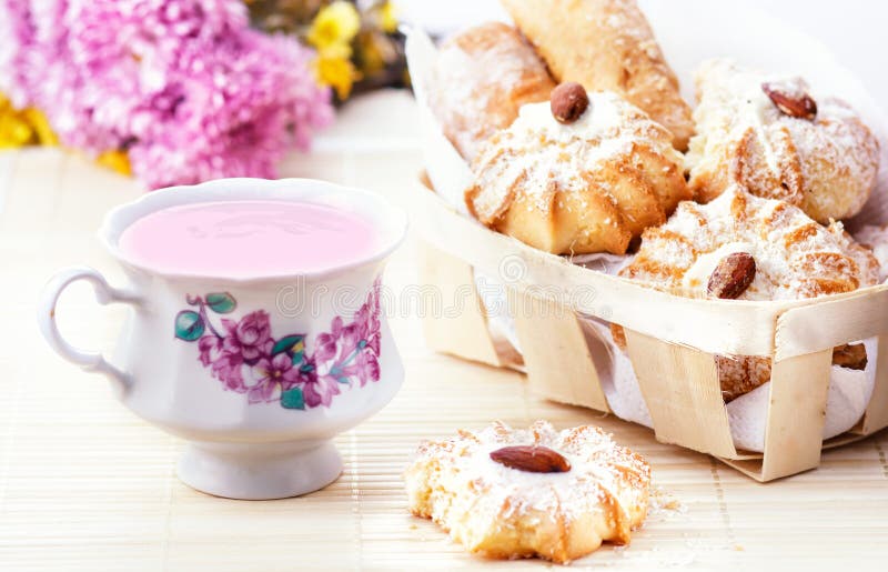 Good Morning. Biscuits and Yoghurt Stock Image - Image of diet, tasty ...