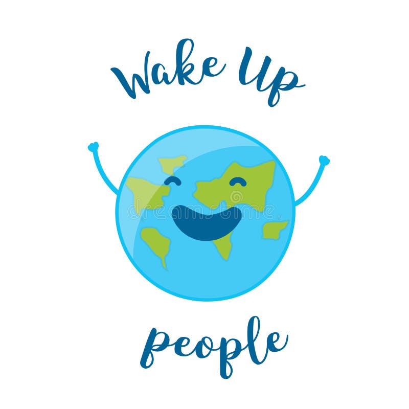 Good Morning Card with Fun Earth. Wake Up People Stock Vector ...