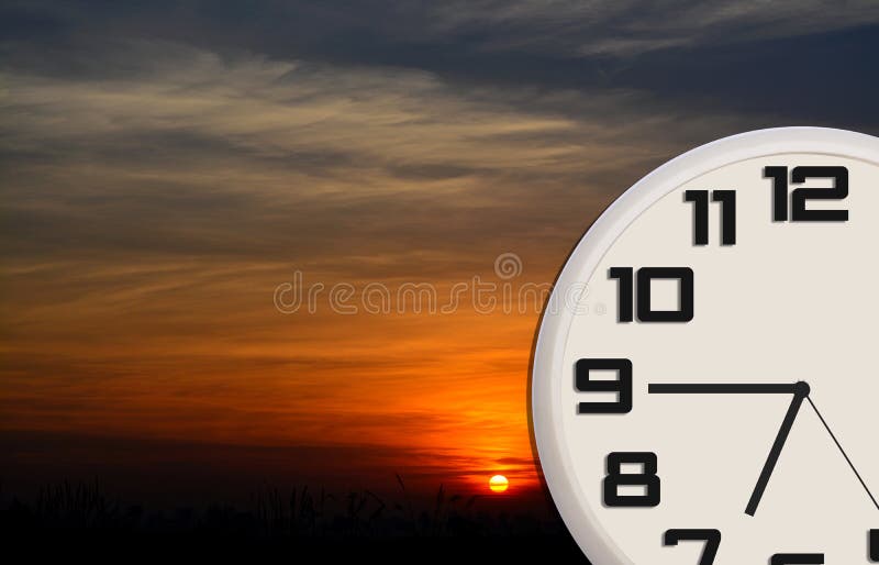 Good Morning Clock with Dawn Landscape Stock Image - Image of ...