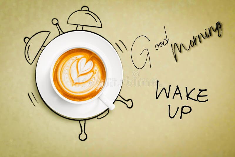Good Morning Coffee and Alarm Clock Concept Stock Photo - Image of ...