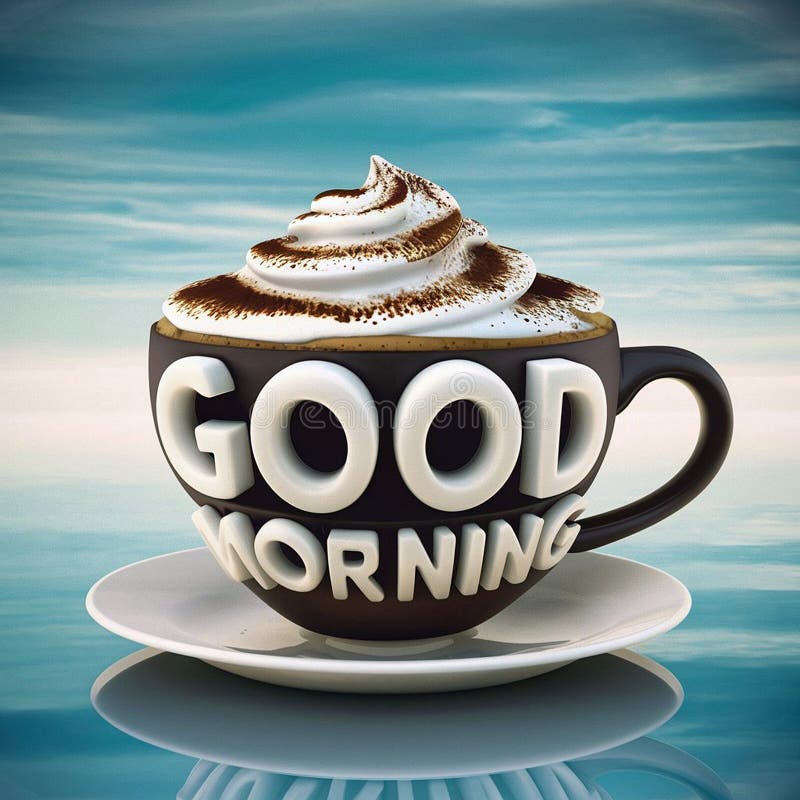 Good Morning with a Cup of Cappuccino for Digital Print Stock ...