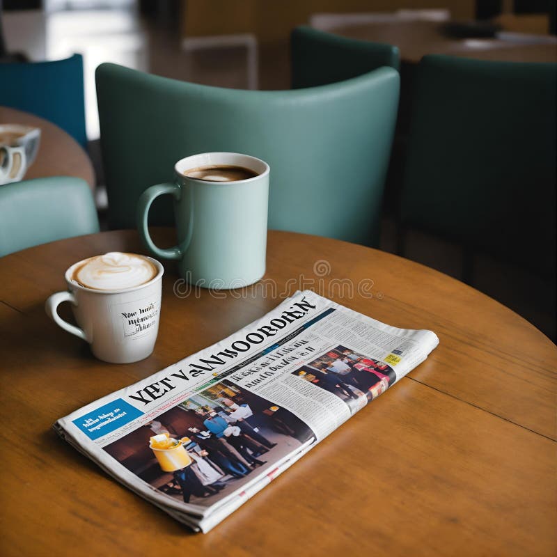 Good Morning a Cup of Coffee on the Table with Newspaper Stock ...