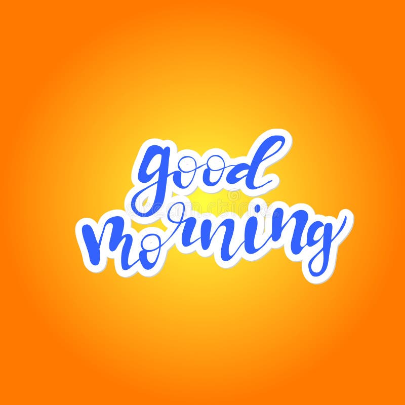 Good Morning Lettering with Alarm Clock on Blue Background. Pop Art ...