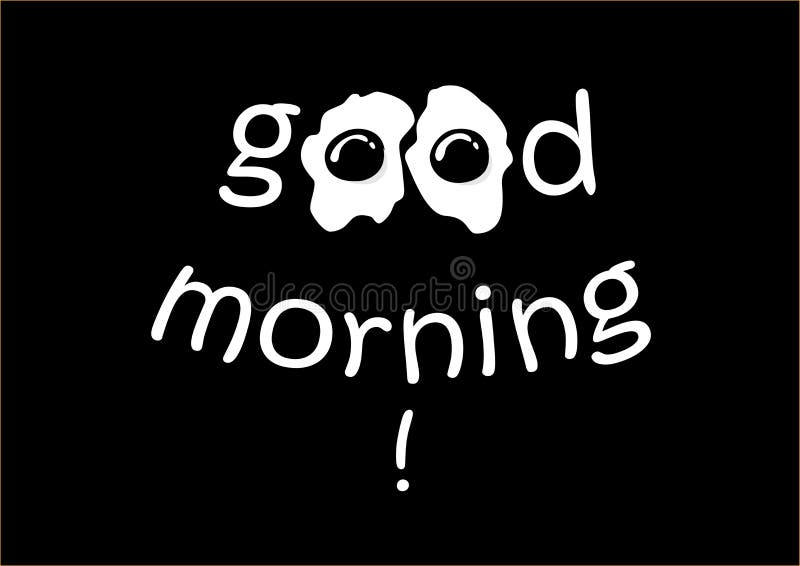 Good Morning Lettering with Fried Eggs Isolated on Th Blue Background ...