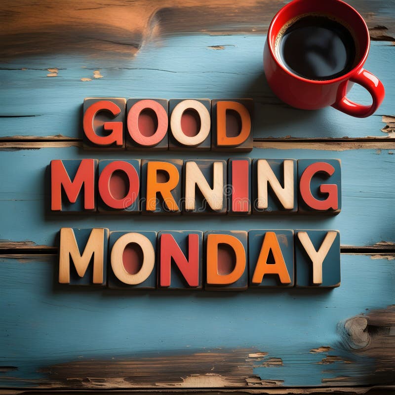 Good Morning Monday Coffee Rustic Blue Wood Stock Photos - Free ...