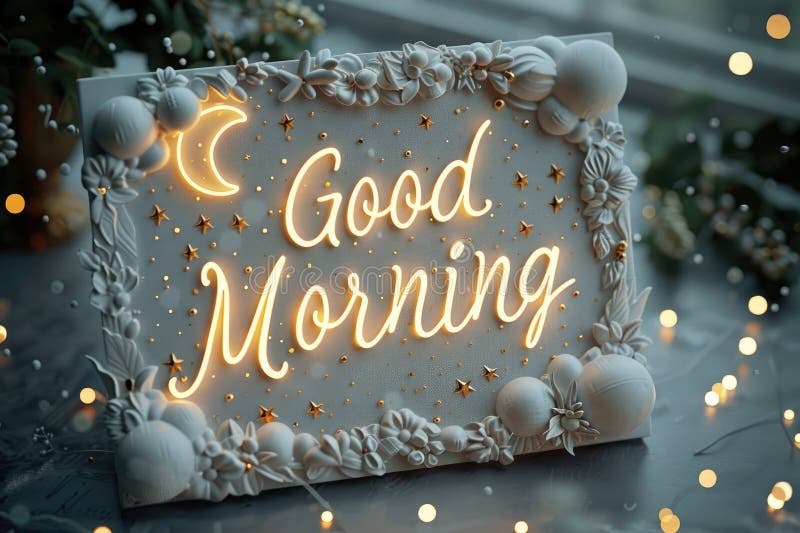 Good Morning Moon and Stars Theme Stock Illustration - Illustration of ...