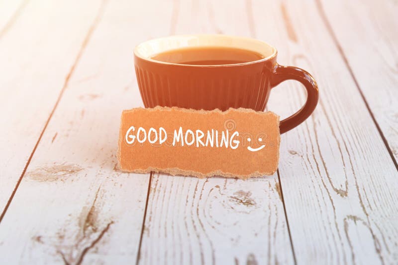 Good Morning Note with Cup of Coffee Stock Photo - Image of coffee ...