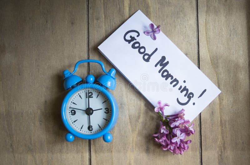 Good Morning Note and Old-styled Clock Stock Image - Image of note ...