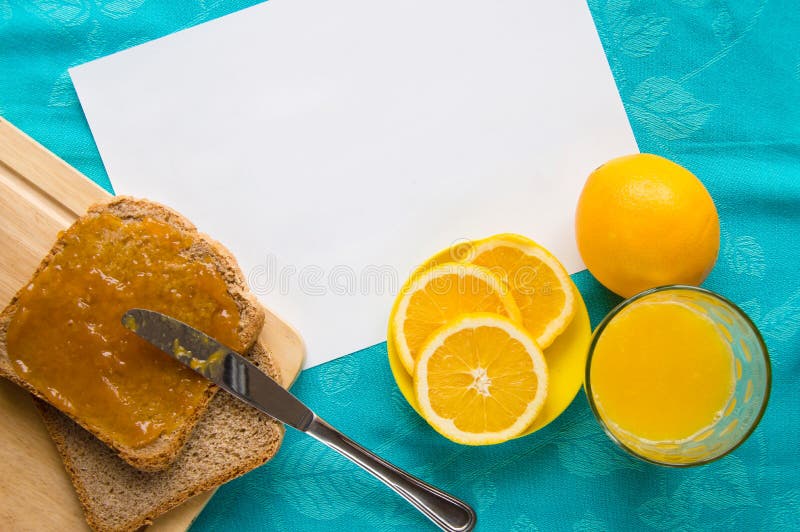 Good Morning with Orange Juice, Bread and Jam Stock Image - Image of ...
