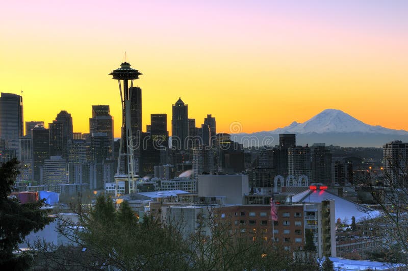 Seattle Skyline stock vector. Illustration of panoramic - 5878841