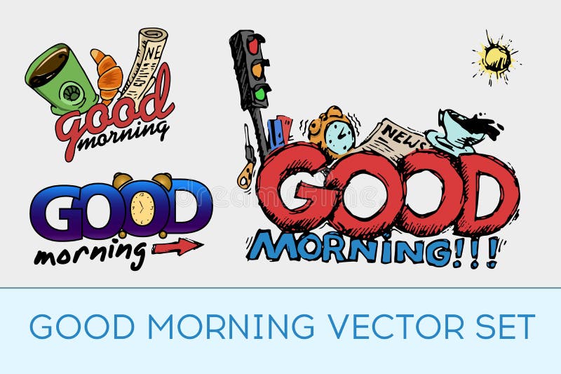 Good morning set stock illustration. Illustration of espresso - 70383916