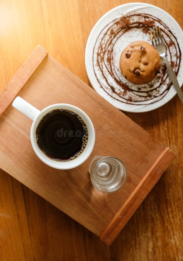 Good Morning Smile Coffee with Cookie and Water Stock Photo - Image of ...