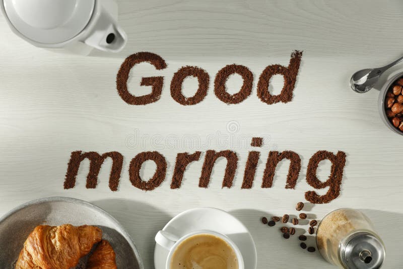 A Plate with a Croissant, a Cup of Coffee and Flowers on the Table. AI ...