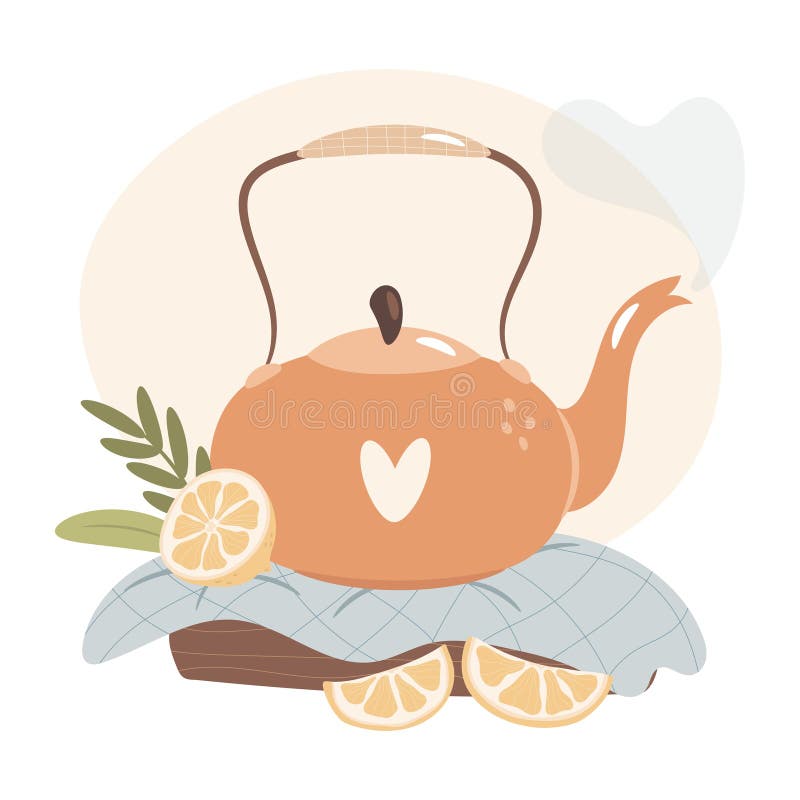 Good Morning. Tea Pot and Lemons Stock Vector - Illustration of reading ...