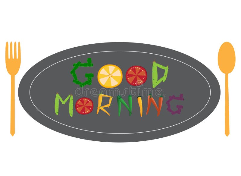 Good Morning Text by Vegetables,Vector Illustrations Stock Illustration ...