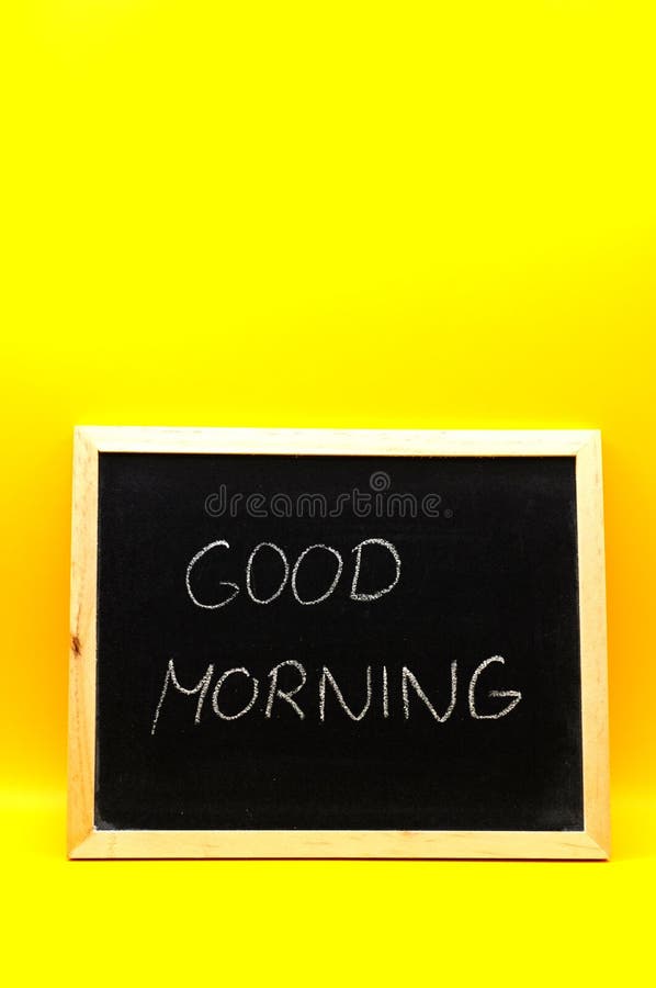 Good Morning Write on Yellow Background Stock Image - Image of morning ...