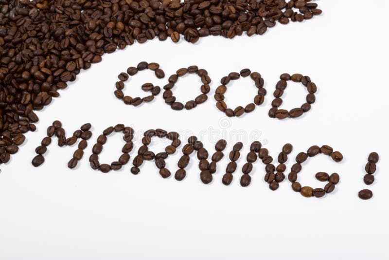 Good Morning, Text In Coffee Beans Stock Image - Image of flavor ...
