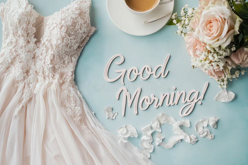 Good Morning! Written in Script Font on a Pastel Blue Background with ...