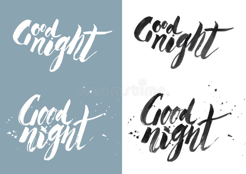 GOOD NIGHT - Drawn by Ink and Brush Stock Vector - Illustration of font ...