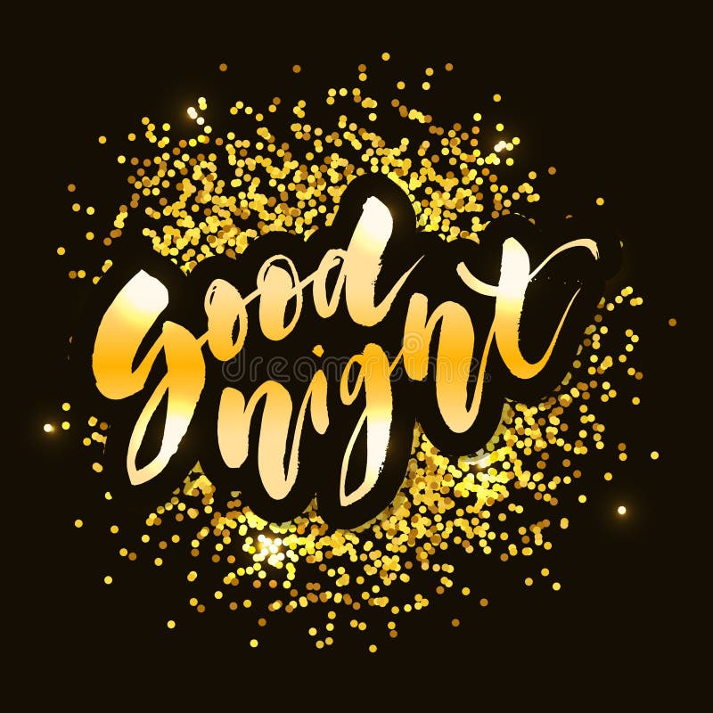 Good Night Lettering Calligraphy Vector Text Phrase Typography Gold ...