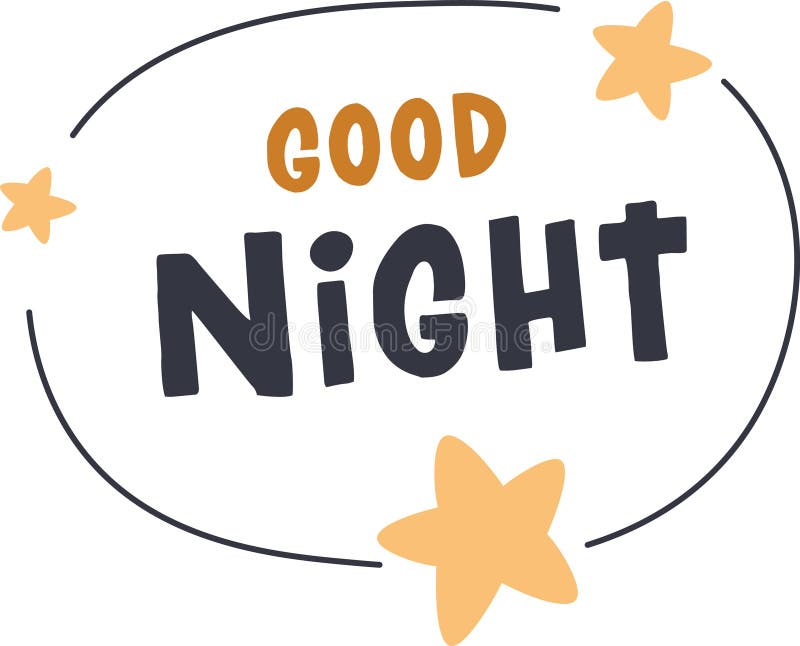 Good Night Lettering Sticker Stock Vector - Illustration of print ...