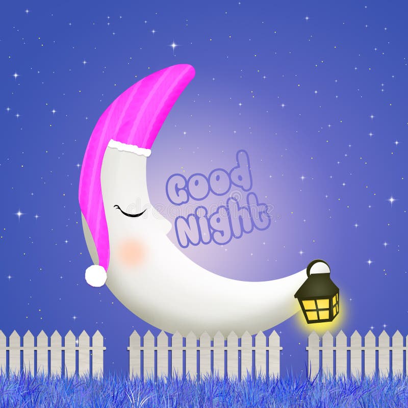 Good night with moon stock illustration. Illustration of goodnight ...