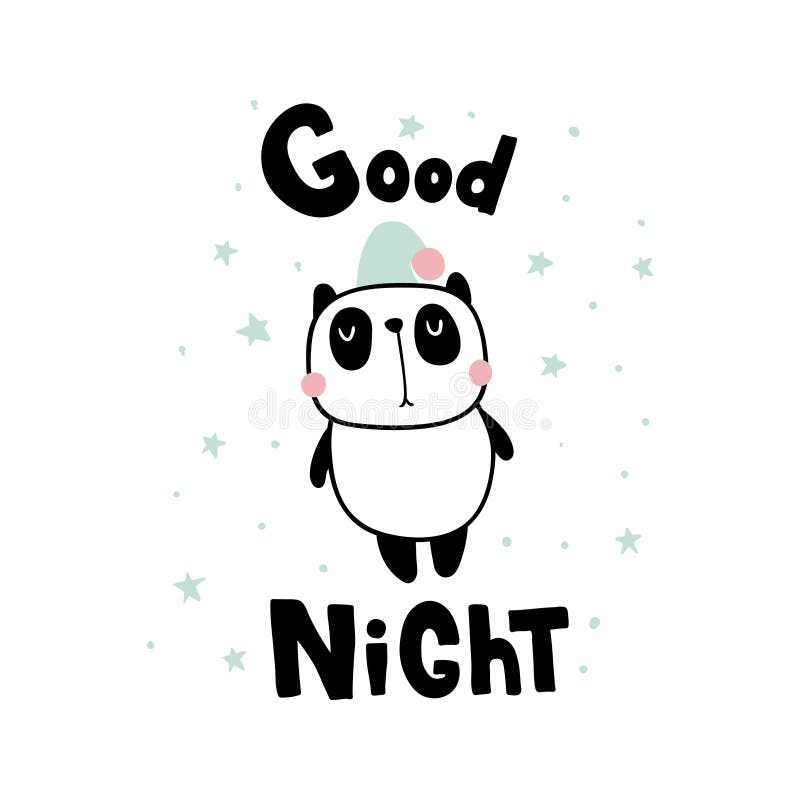 Good night panda stock vector. Illustration of mammal - 113295854